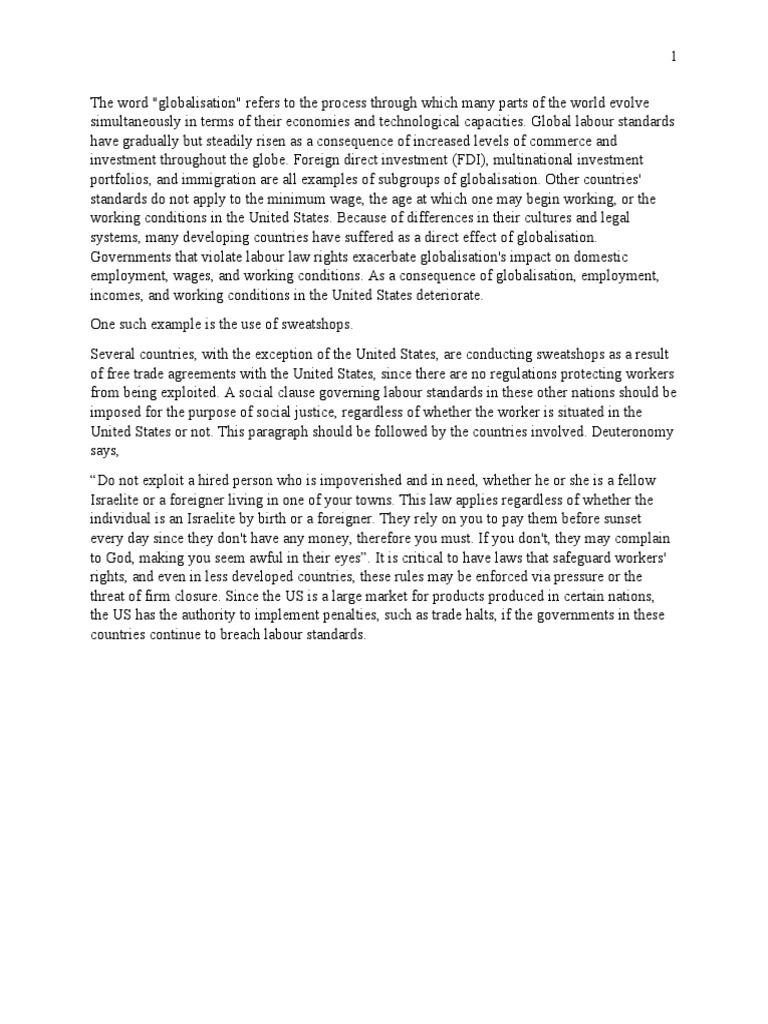 Discussion Thread Labor Standards in The Global Market | PDF