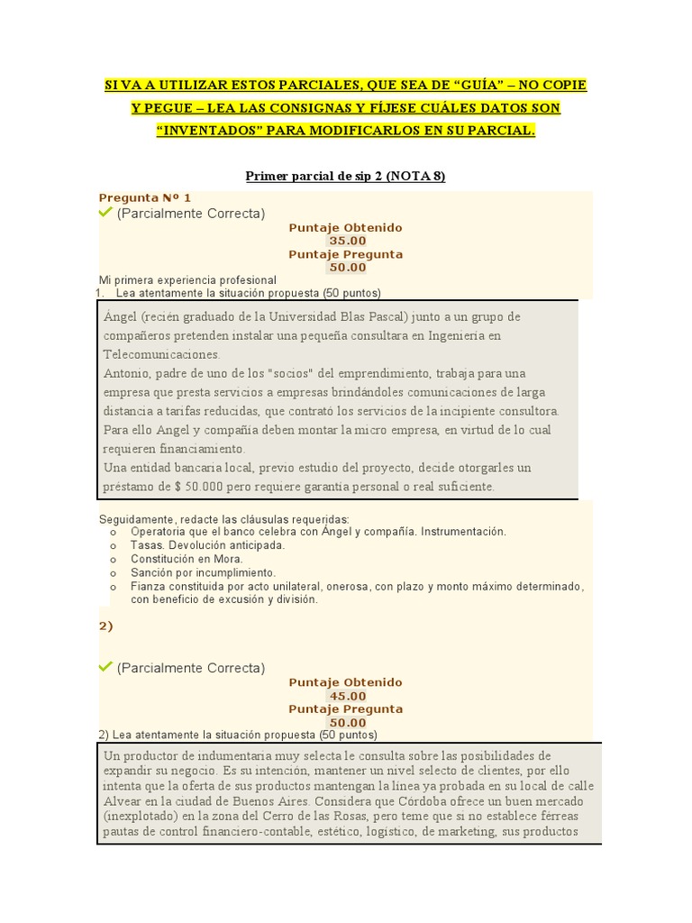 PRIMER Y SEGUNDO PARCIAL DE SIP 2 Notas 8 y 9 | PDF | Ley de ...