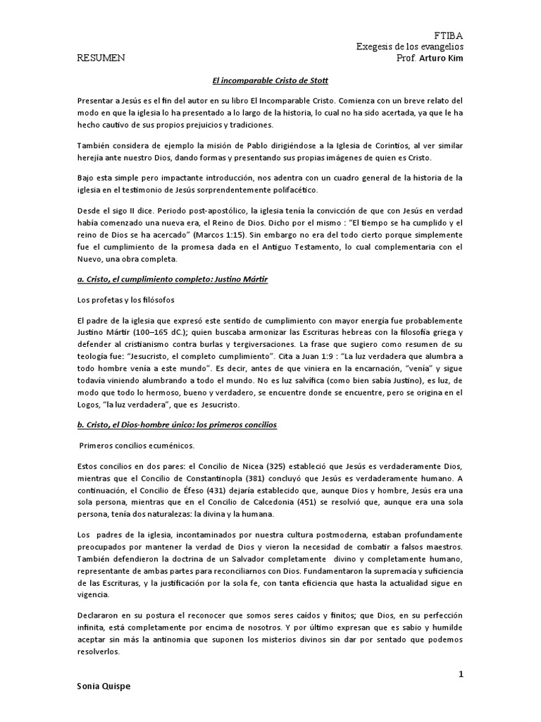 Resumen El Incomparable Cristo | PDF | Jesús | Martin Luther