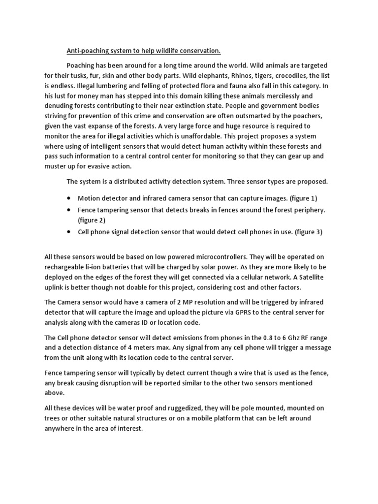 Intelligent Anti-Poaching Sensor System | PDF | Poaching | Crime & Violence
