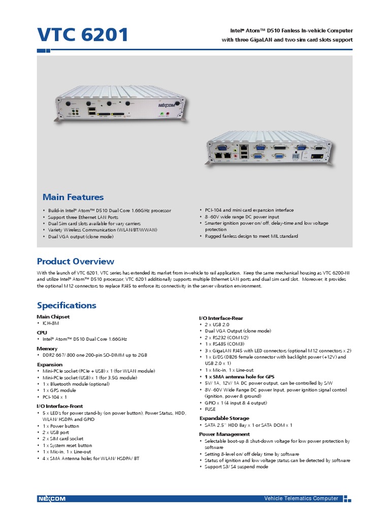 Nexcom VTC 6201 | PDF | Usb | Computing