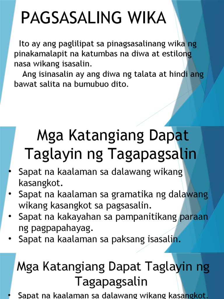 PAGSASALING WIKA Filipino 10 | PDF