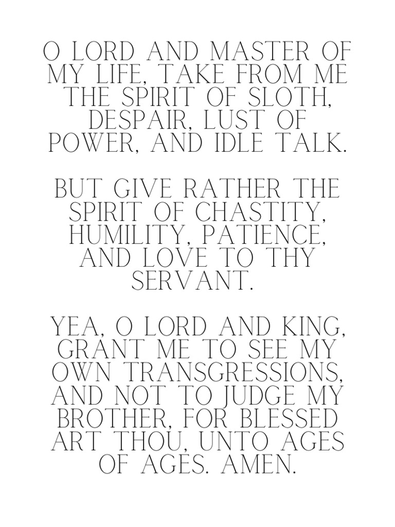 Prayer of Saint Ephrem | PDF