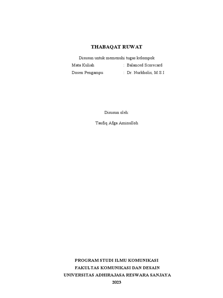 MAKALAH Tabaqat Ruwat | PDF