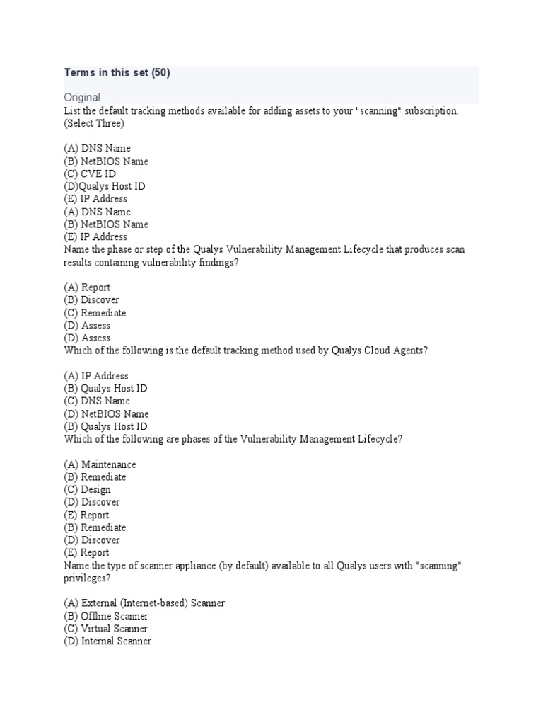 Qualys Questions 1 | PDF | Vulnerability (Computing) | Cloud Computing