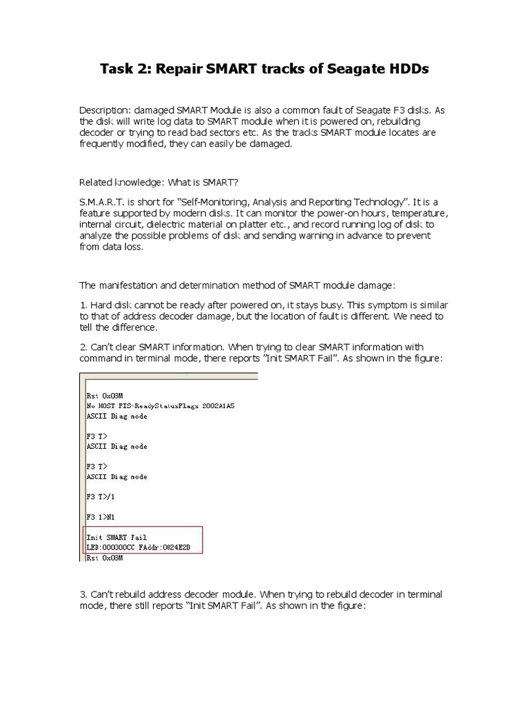Task 2 - Repair SMART Tracks | PDF | Hard Disk Drive | Computer Hardware