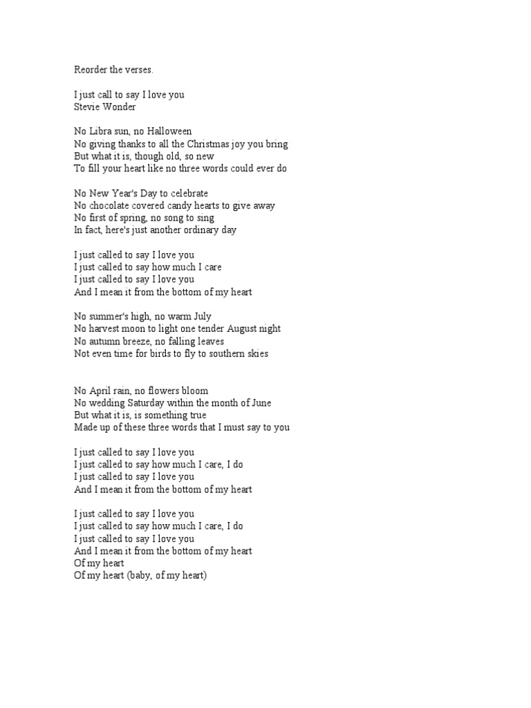 I Just Call To Say I Love You | PDF