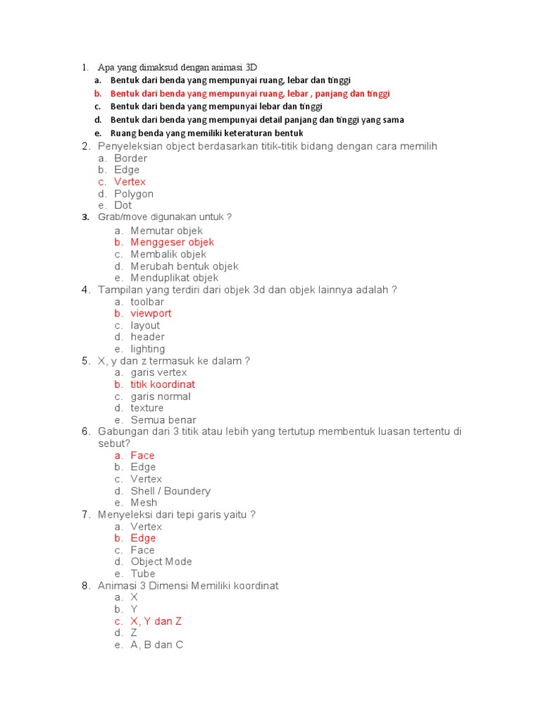 Soal Pts Animasi 3d | PDF