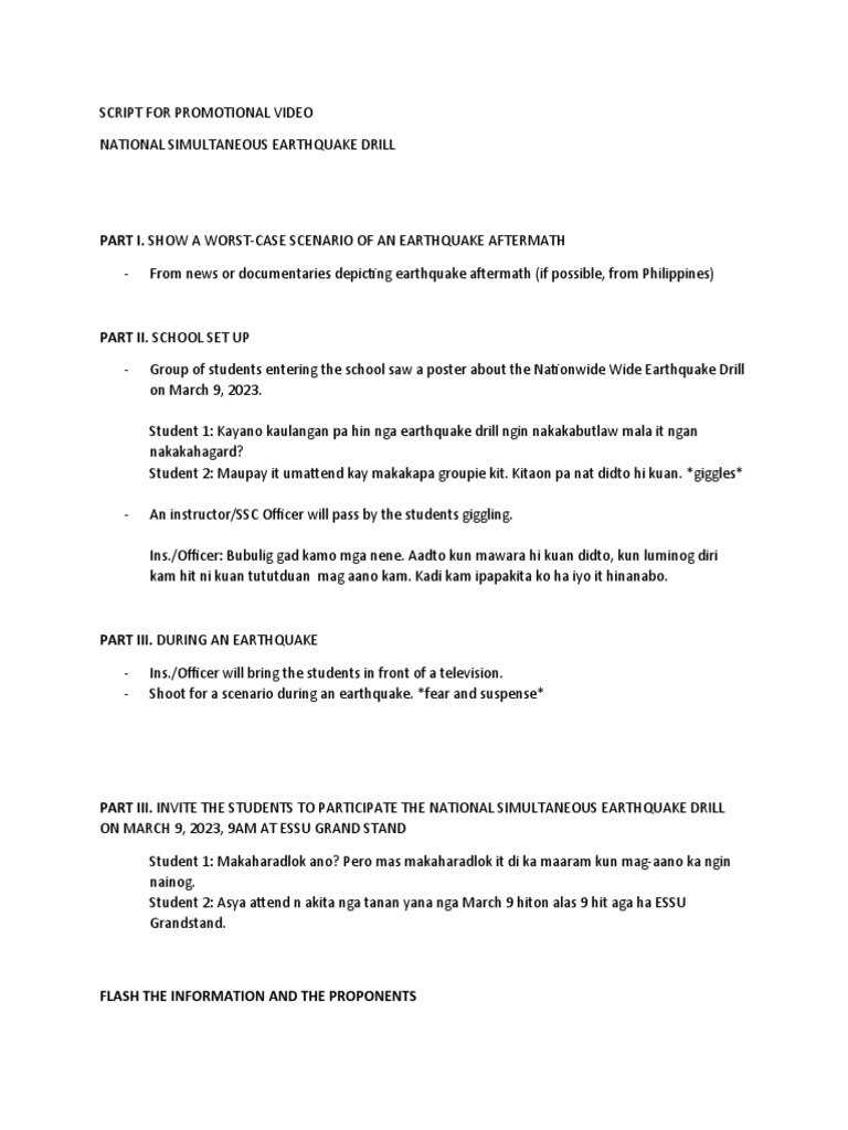 Script For Promotional Video | PDF