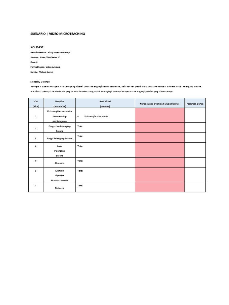 Contoh Storyline MIcroteaching | PDF | Seni & Disiplin Bahasa
