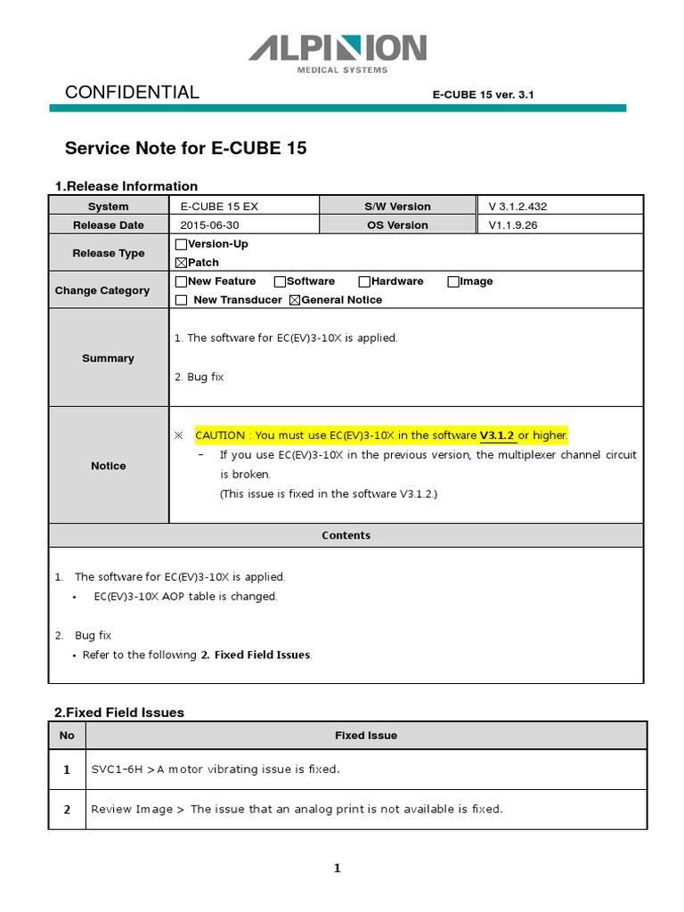 E-CUBE 15 Service Note V3.1.2.432 | PDF | Printer (Computing ...