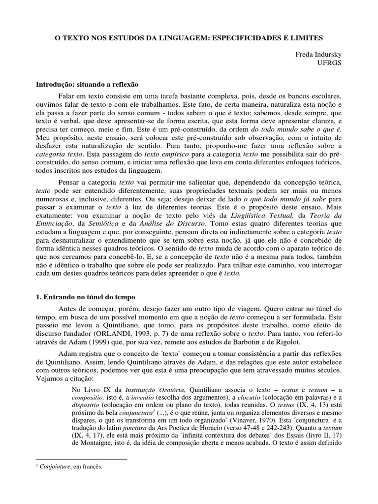 (INDURSKY) O Texto Nos Estudos Da Linguagem | PDF | Linguística | Gramática