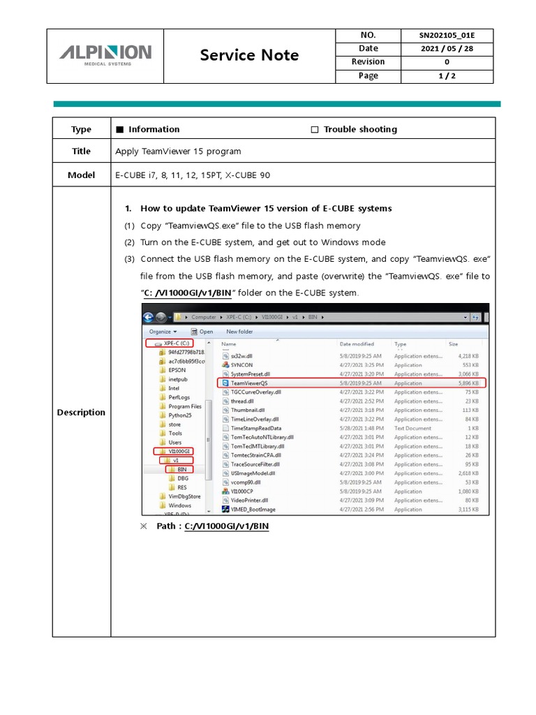 (Service Note) Apply TeamViewer 15 Version - R02 | PDF | Microsoft Windows | Software Development