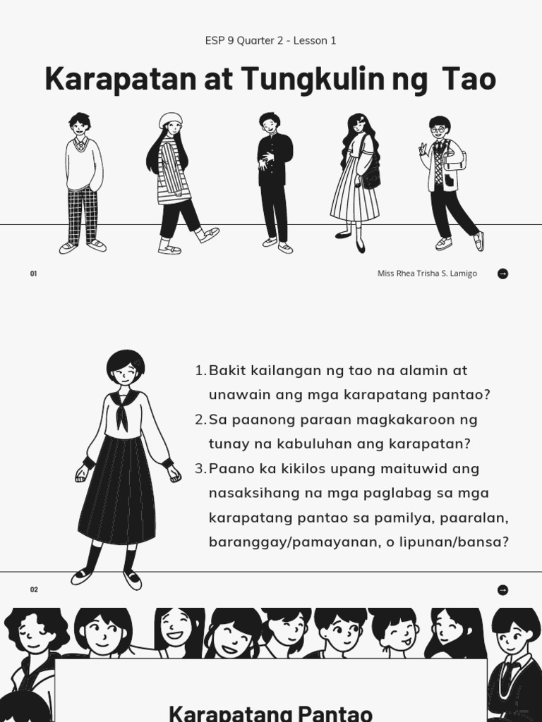 EsP 9 Q2 Lesson 1 Karapatan at Tungkulin NG Tao | PDF