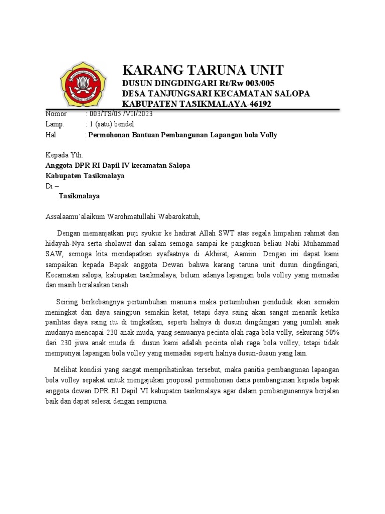 Proposal Lapang Untuk Pa Aang | PDF