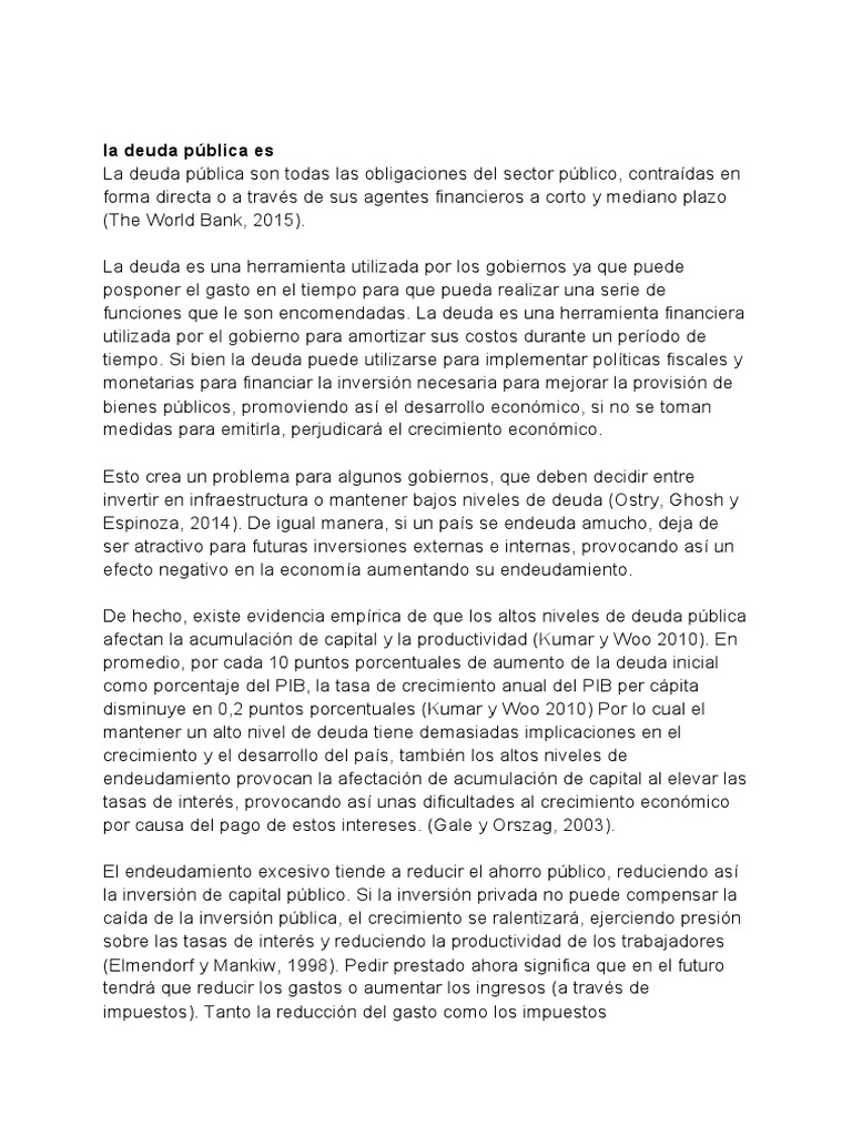 La Deuda Pública Es | PDF | Deuda gubernamental | Deuda