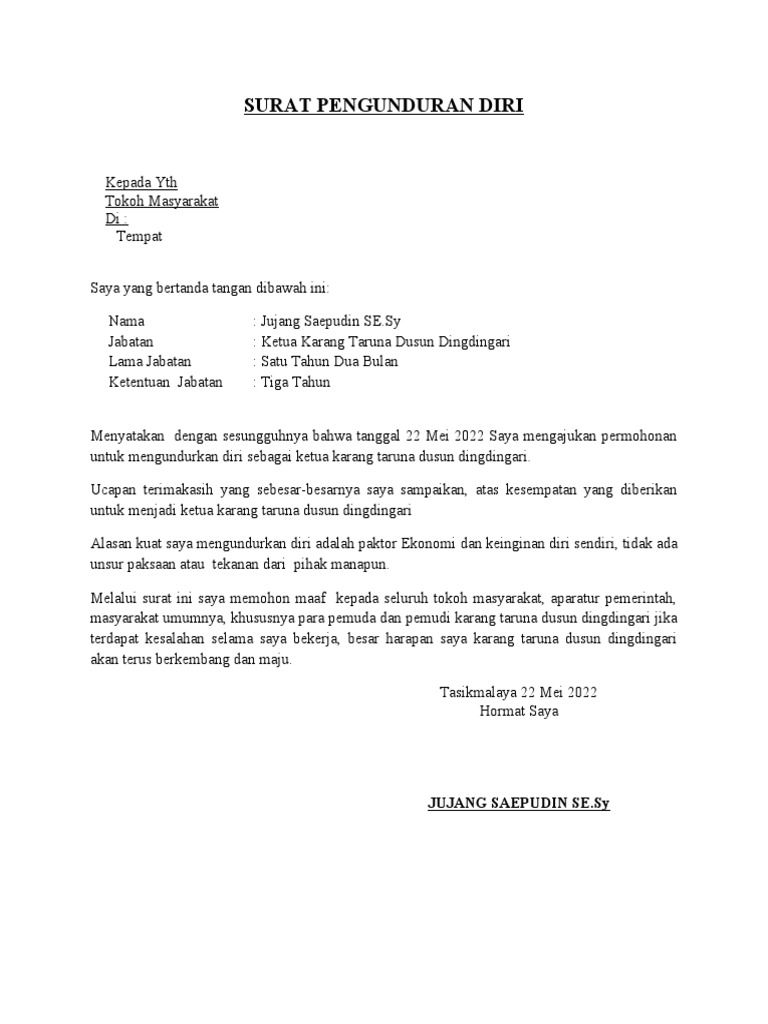 Surat Pengunduran Diri | PDF