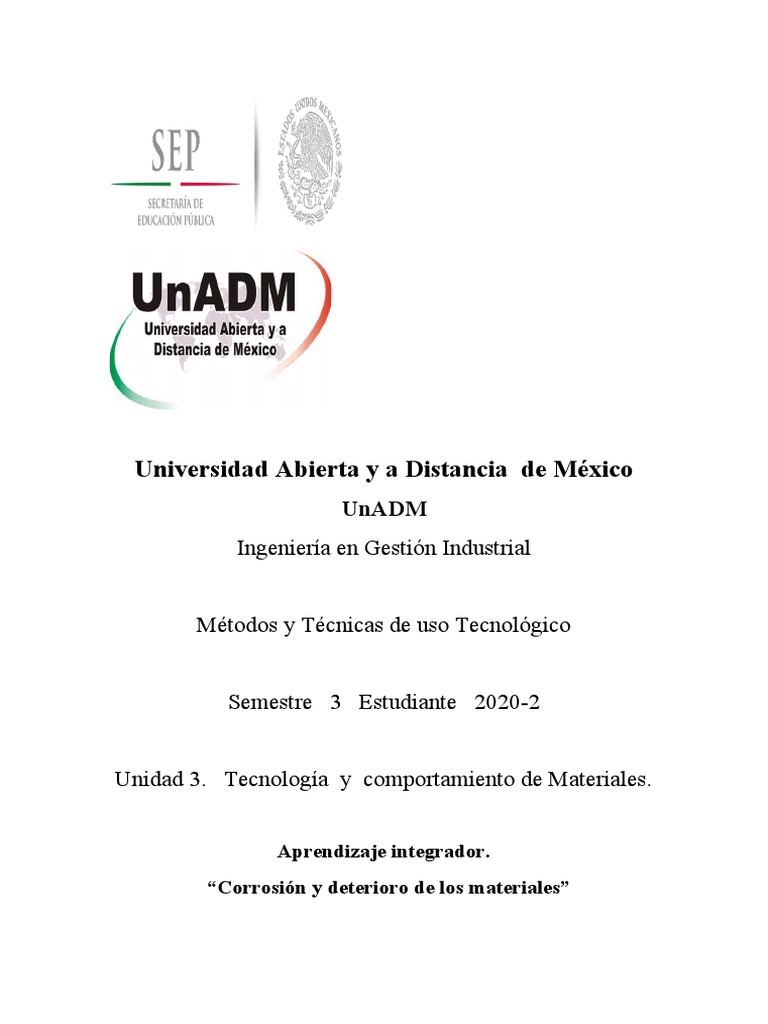 GIMTT - U3 - Jeronimo - Del Angel - AI | PDF | Corrosión | Electroquímica