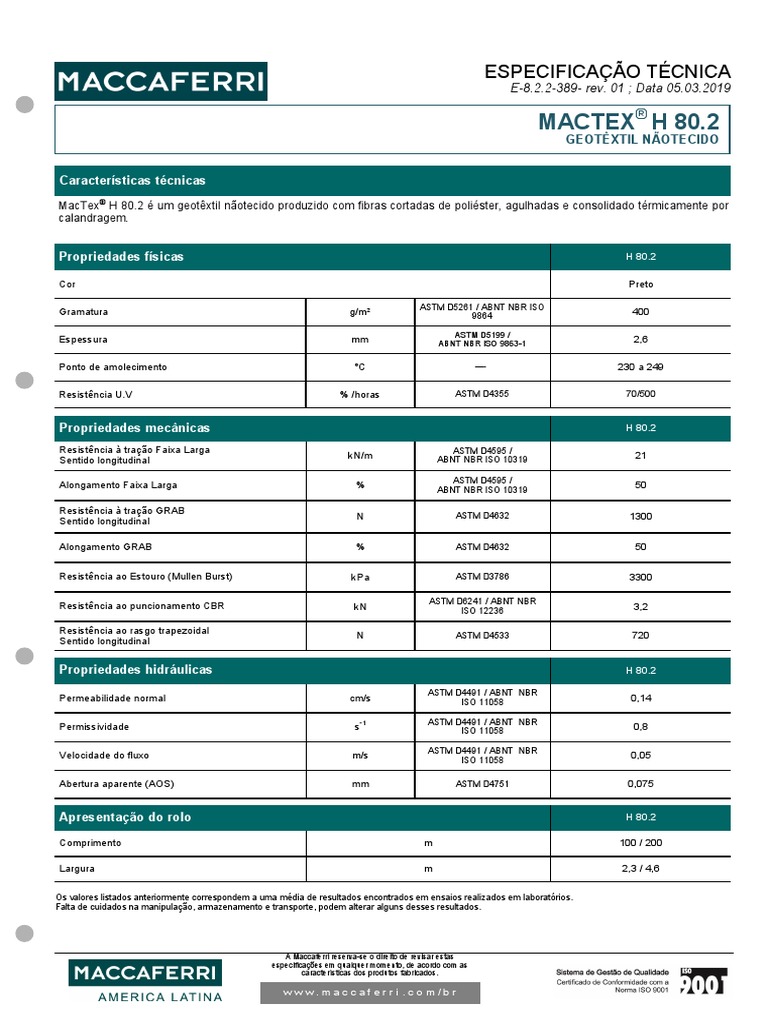 TDS BR MacTex H80.2 PT | PDF | Materiais