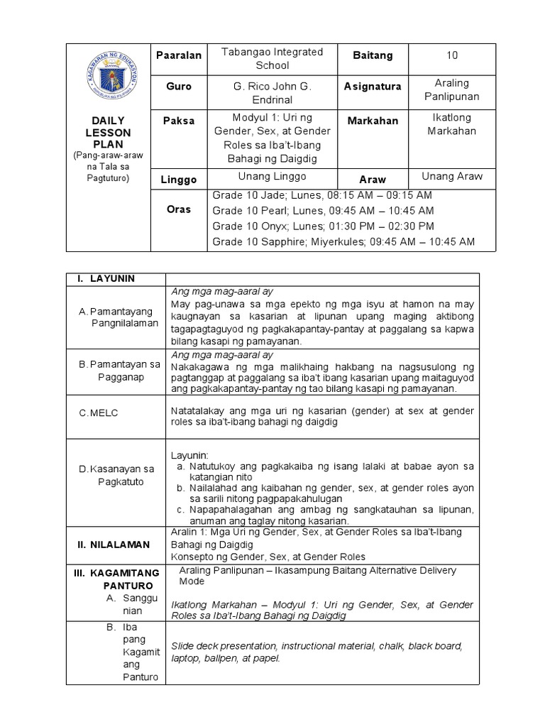 AP 10 Week 1 - Day 1 | PDF