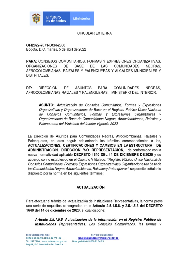 Circular Externa Recompaz | PDF | Gobierno | Justicia