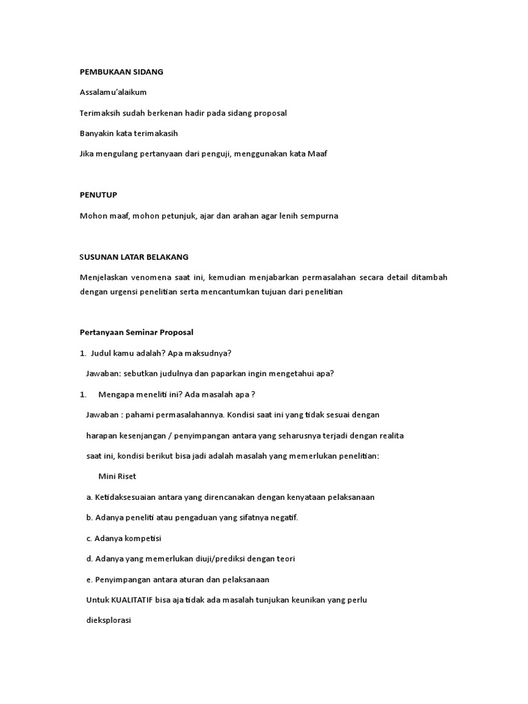 SIDANG PROPOSAL | PDF