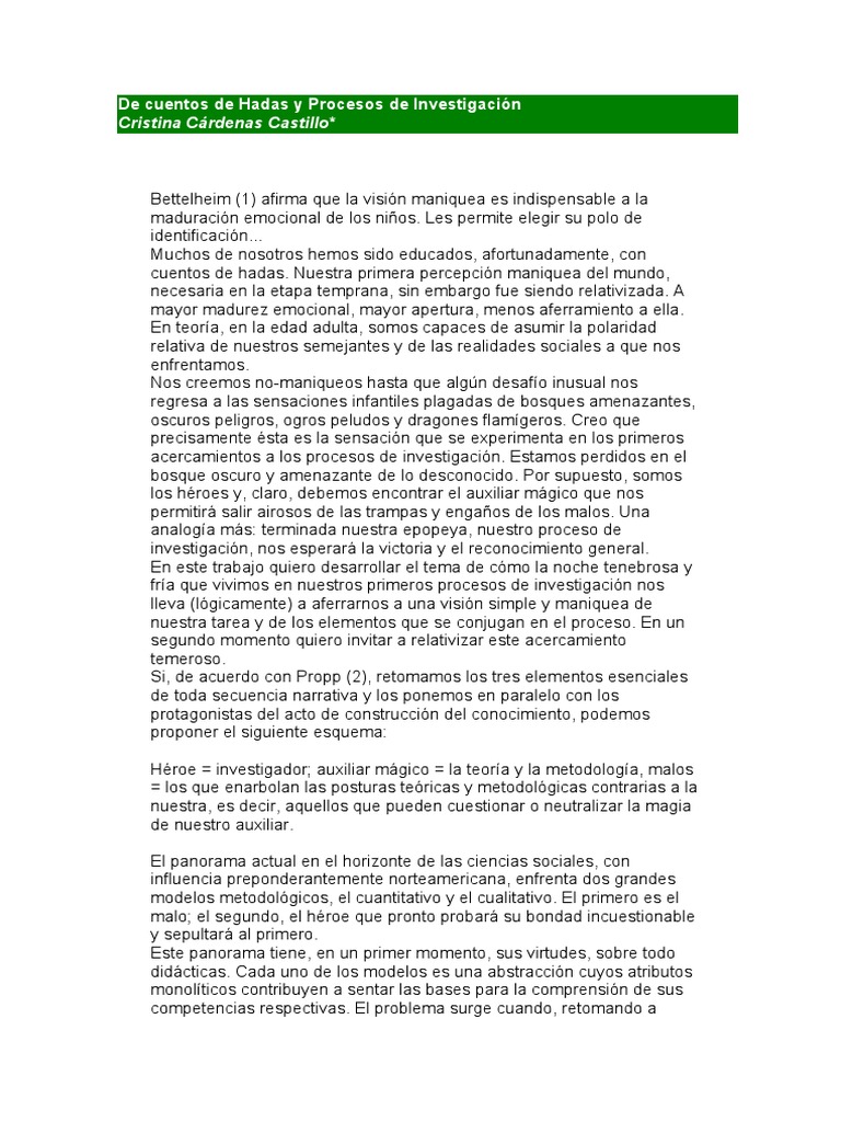 Cuentos de hadas y procesos de investigación: una analogía para superar ...