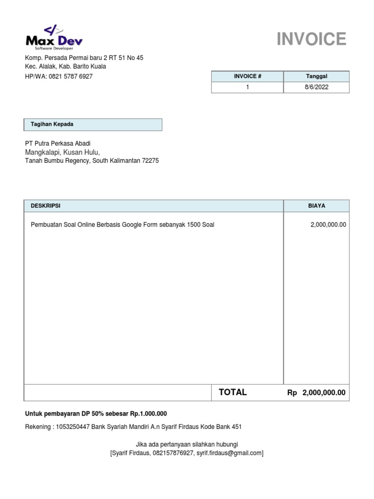 Invoice PT Putra Perkasa Abadi | PDF