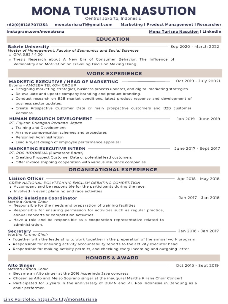 Mona Turisna - CV | PDF | Marketing | Business