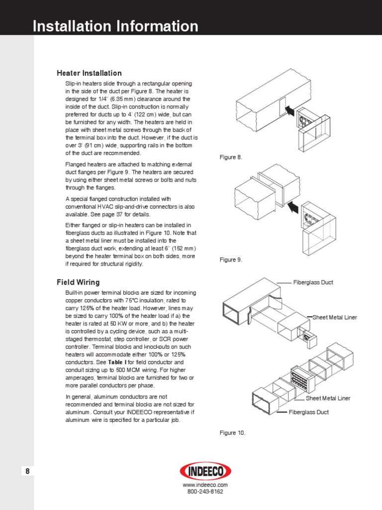 Electric Duct Heaters - Installation Guide | PDF | Duct (Flow) | Electrical Wiring