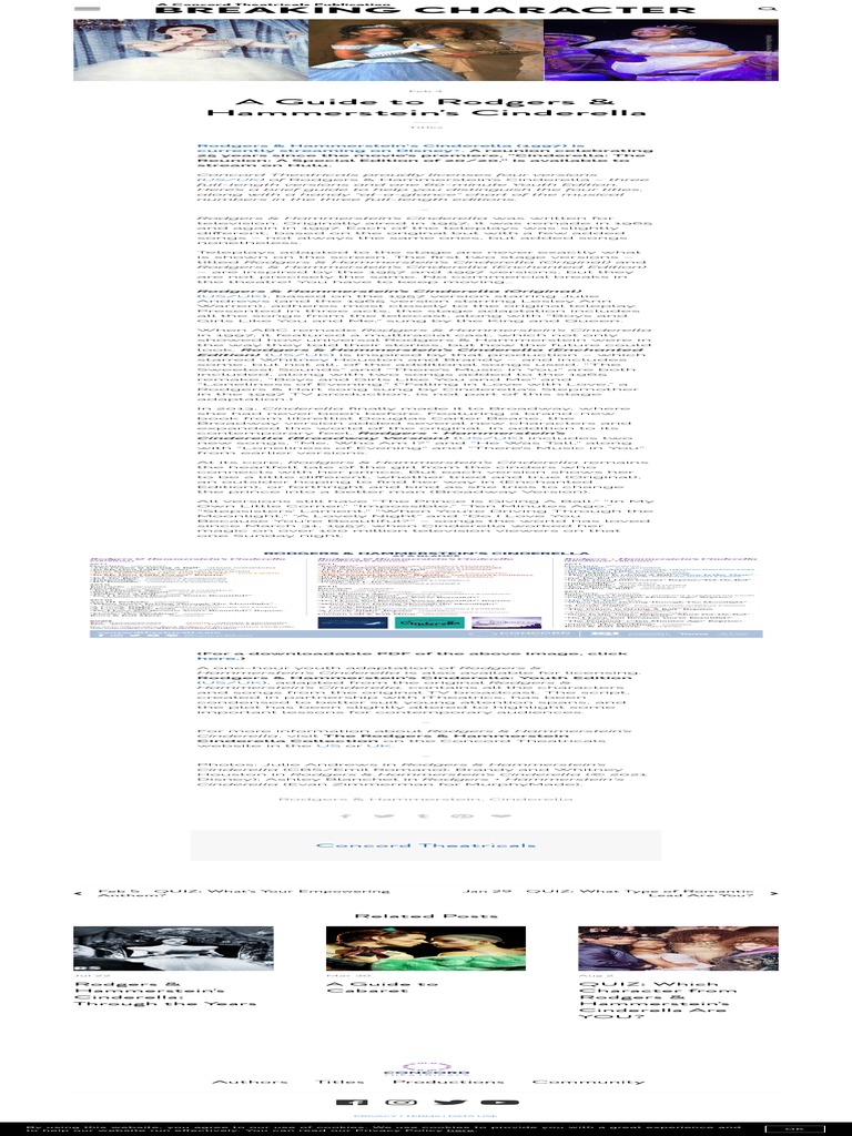 A Guide To Rodgers & Hammerstein's Cinderella - Breaking Character | PDF