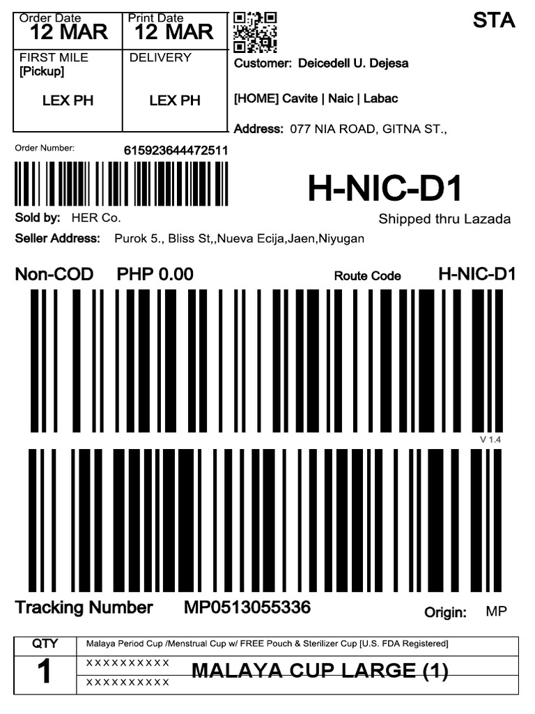 Sample Waybill | PDF | Periodic Phenomena | Menstrual Cycle