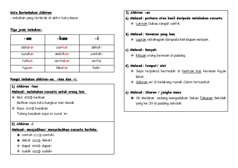 Kata Berimbuhan Akhiran | PDF
