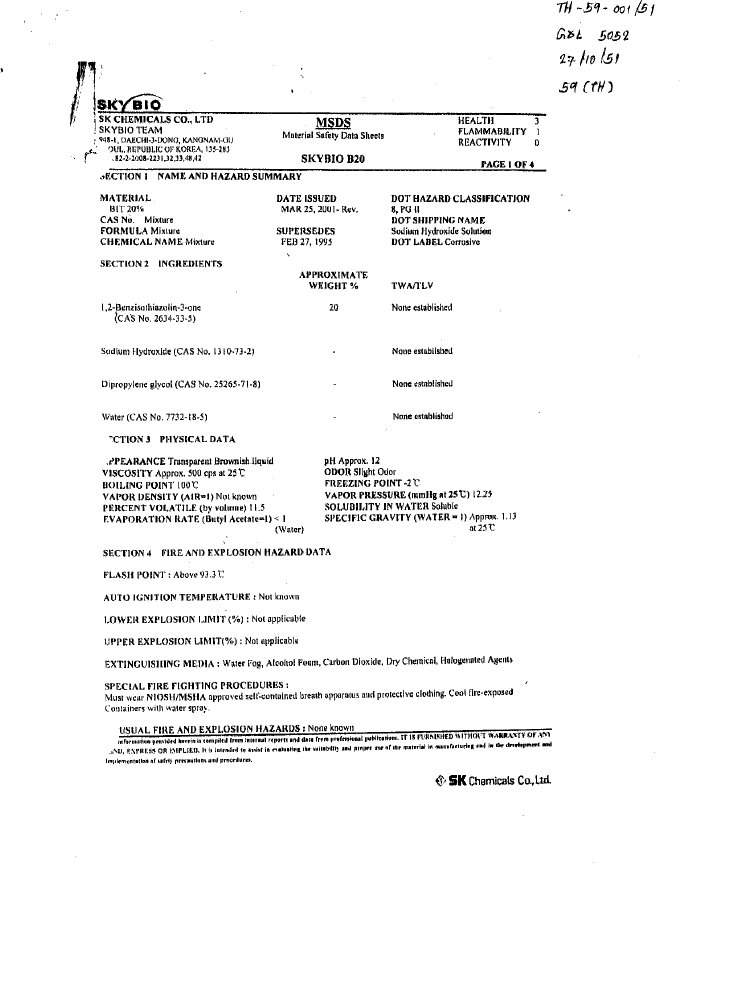Msds Of Bit Biocide Pdf