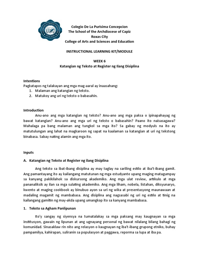 Week 6 FIL 2 MIDTERM | PDF