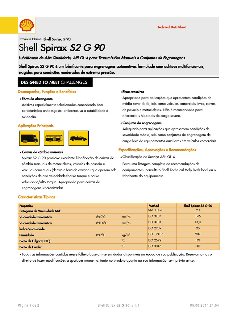 Ficha - Técnica - Shell Spirax S2 G 90 | PDF