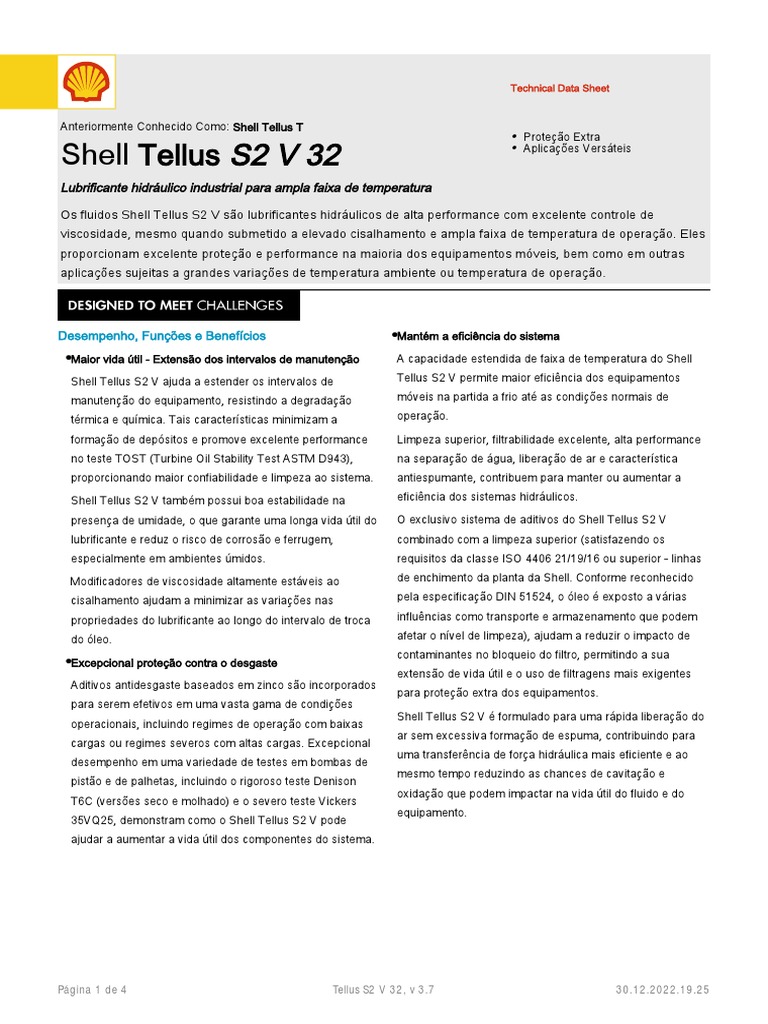 Ficha - Técnica - Shell Tellus S2 V 32 PDF | PDF | Óleo de motor ...