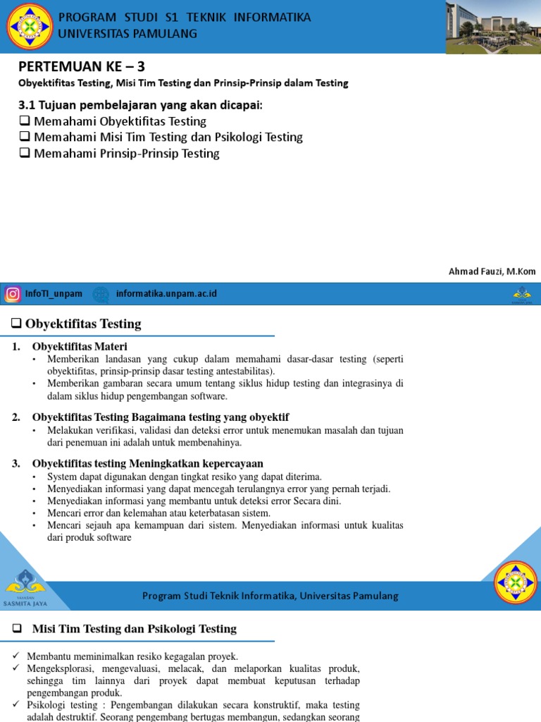 Testing Pertemuan 3 | PDF