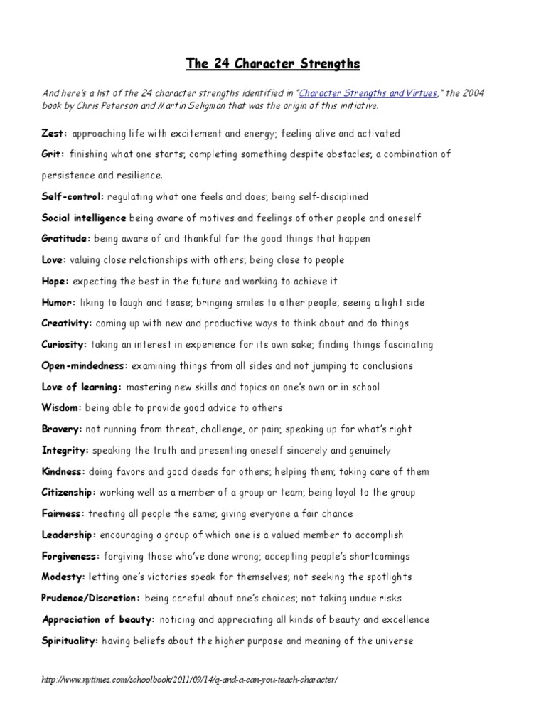 24 Character Strengths | PDF