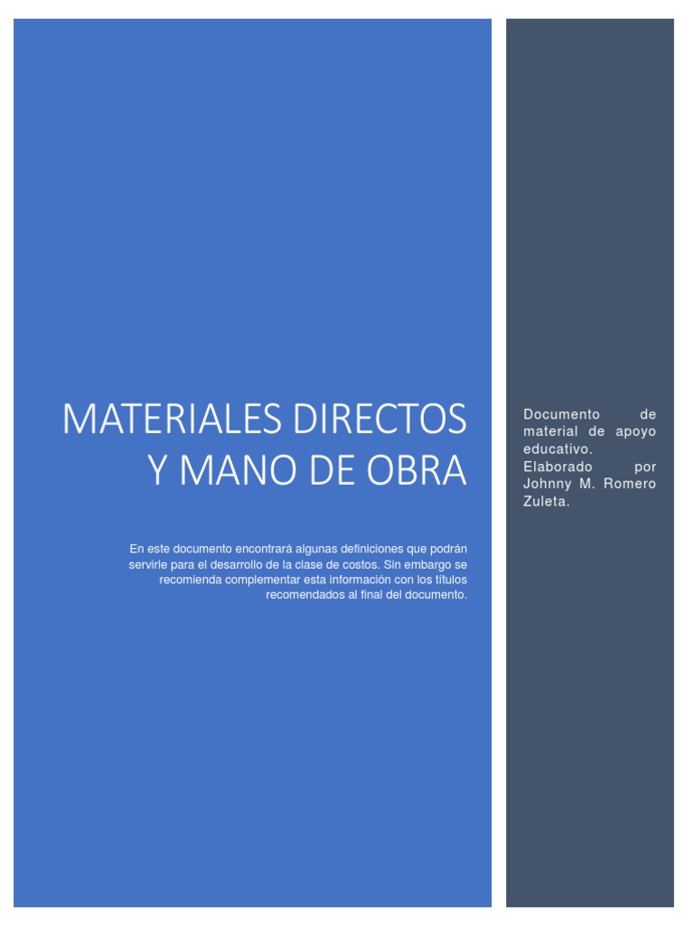 Material directo y mano de obra.pdf | PDF | Inventario | Tarjeta de débito