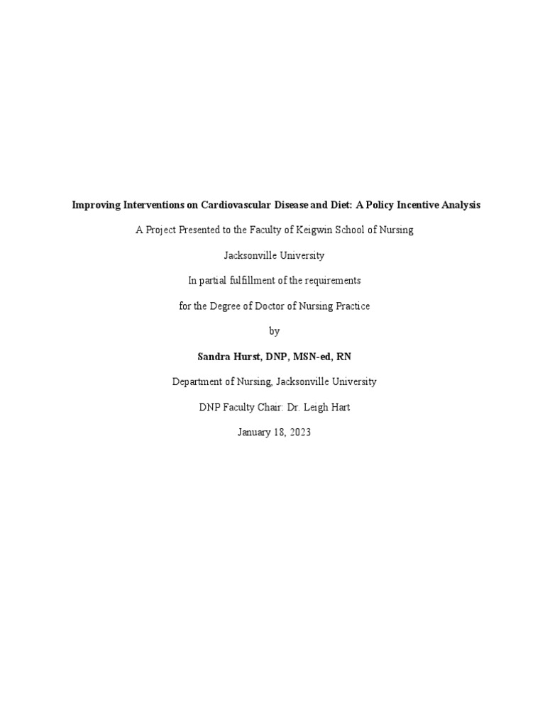 Doctor of Nursing Practice (DNP) Healthy Food Incentive Proposal Policy Analysis | PDF ...