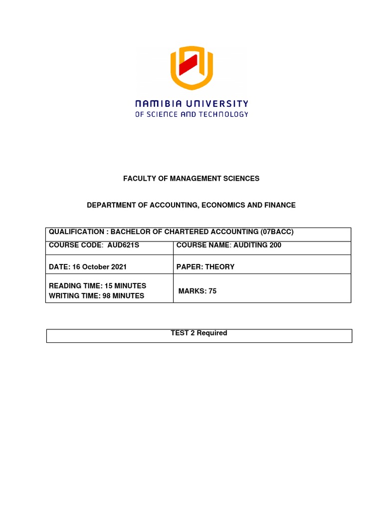 Auditing 200 Test 2 Required - Final | Download Free PDF | Audit ...