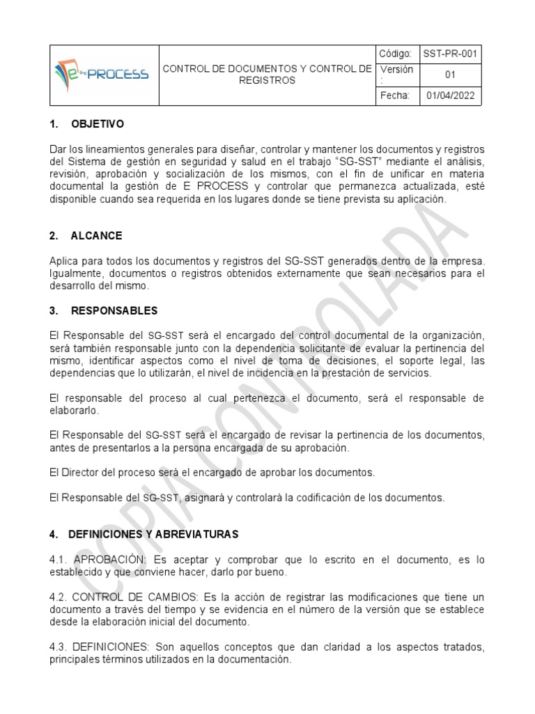 Control de Documento y Control de Registros | PDF | Diseño | Toma de decisiones