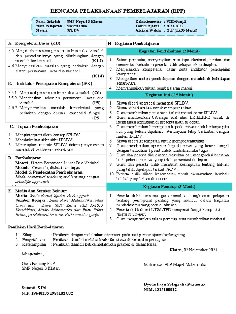 New RPP - Matematika | PDF