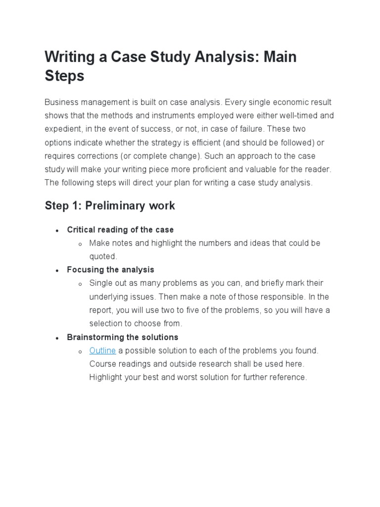 Writing A Case Study Analysis | PDF | Data | Brand