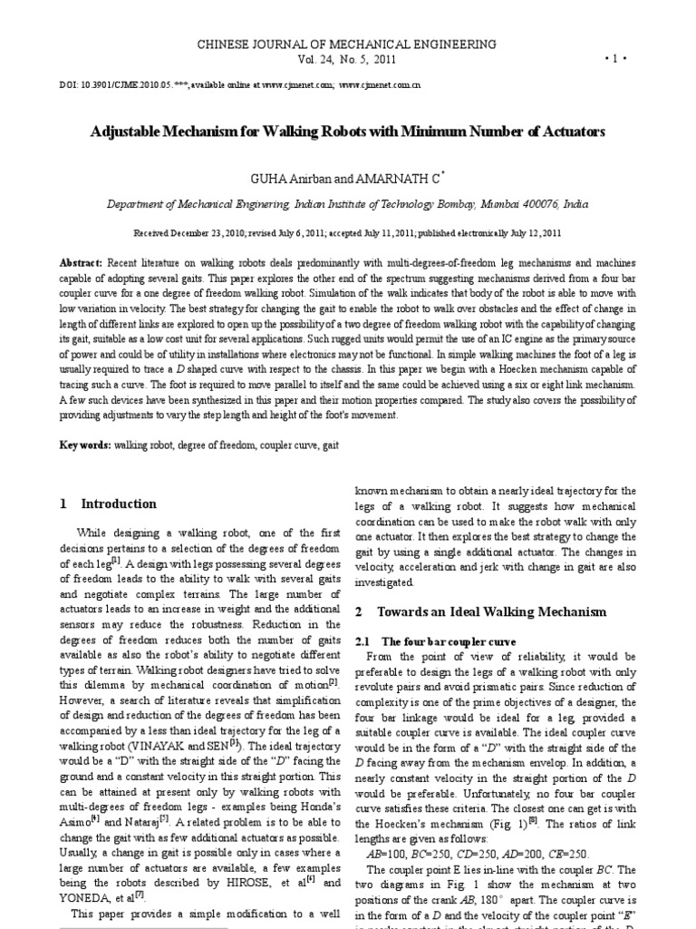 Adjustable Walking Mechanism Design | PDF | Walking | Acceleration