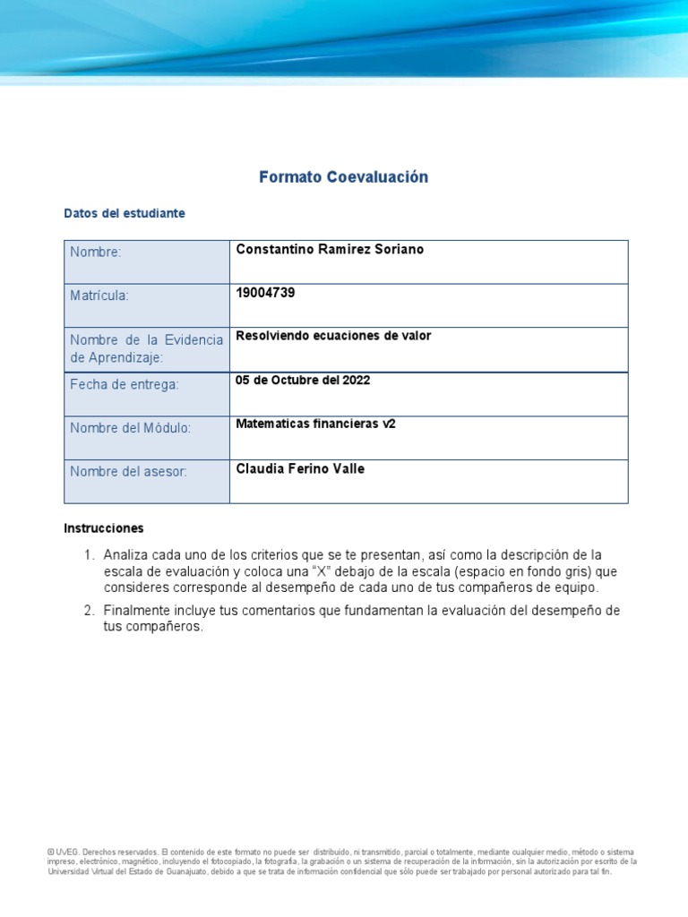 MF EA4-2 Coevaluacion Formato | PDF