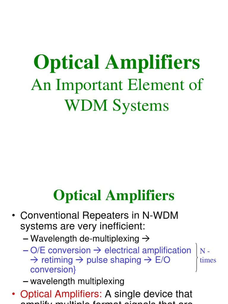 Optical Amplifiers in WDM Systems | PDF | Wavelength Division ...