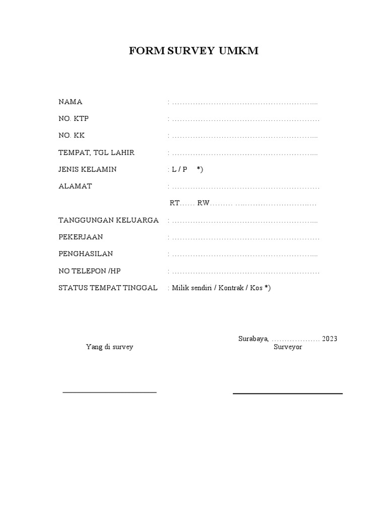 Form Survey Umkm | PDF