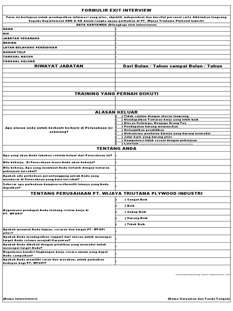 Form EXIT Interview | PDF